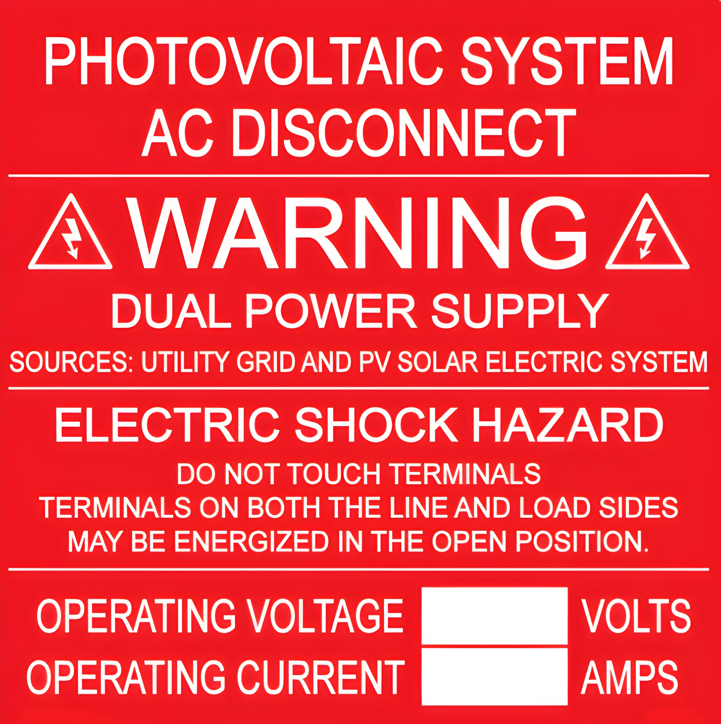 S-WI-2 Solar AC Disconnect Write In Sticker – Marshall Placards